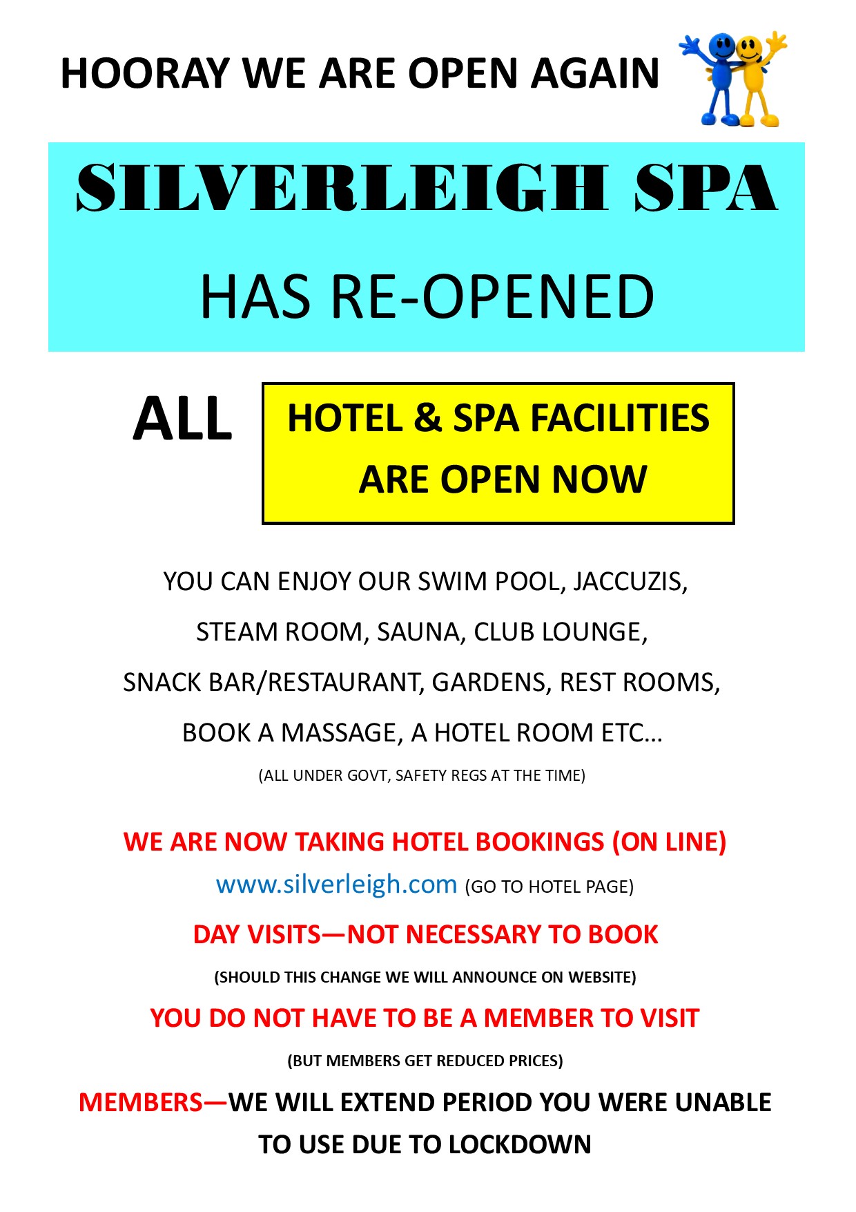 We are Open | Silverleigh Health & Leisure